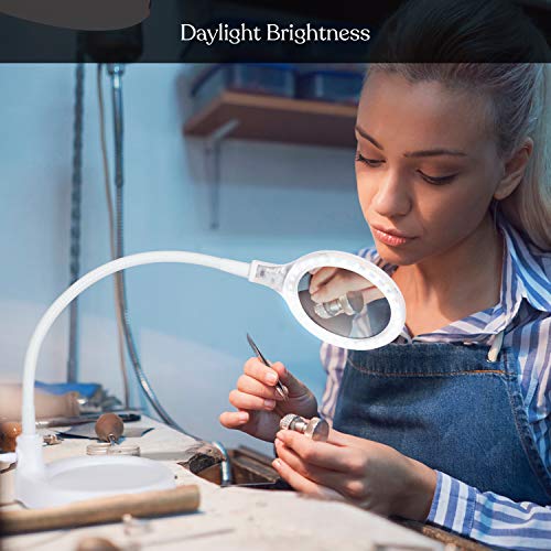 Brightech LightView Pro Flex 2 in 1 Magnifying Desk Lamp, 1.75x Light Magnifier, Adjustable Magnifying Glass with Light for Crafts, Reading, Close Work
