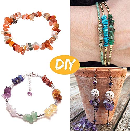 2000 Pcs Chip Gemstone Beads DIY Jewelry Making, Healing Engry Crystals Polishing Crushed Irregular Shaped Beads with Box (15 Materials)
