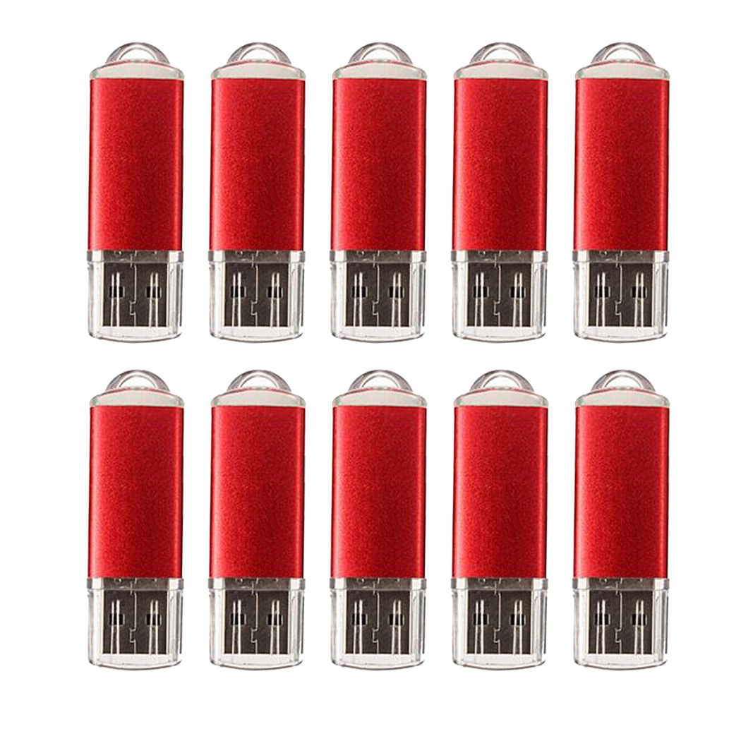 USB Flash Drive Pack of 10 Thumb Drives Bulk, Metal USB 2.0 Memory Sticks Swivel Pen Drive U Disk (10PCS - 128MB)