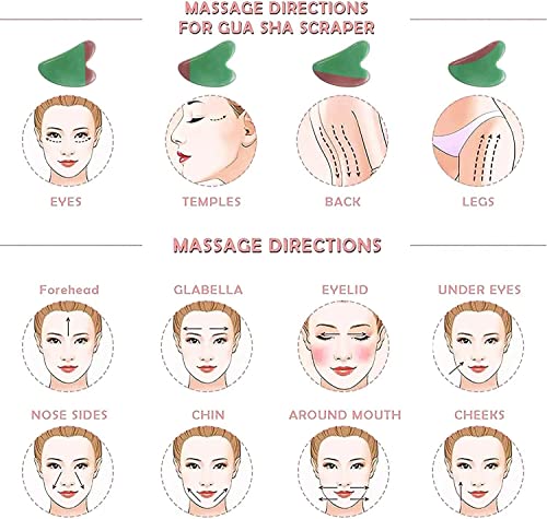 Gua Sha Facial Tool Guasha Board Natural Jade Stone for SPA Acupuncture Therapy Trigger Point Treatment, Relieve Muscle Tensions Reduce Puffiness (Green)
