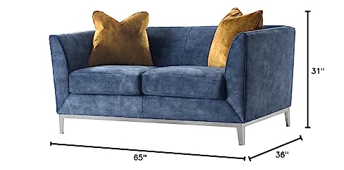 Acanva Luxury Mid-Century Modern Velvet Living Room Sofa, Loveseat, Navy Blue