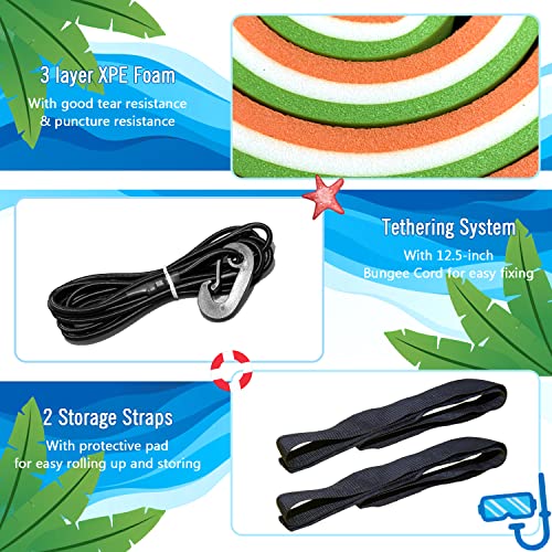 Big Floating Mat Water Foam Pad for Pools, Lakes, Oceans, Giant Lily Pad Pool Float for Water Recreation and Relaxing (Green-White-Orange,9FT)
