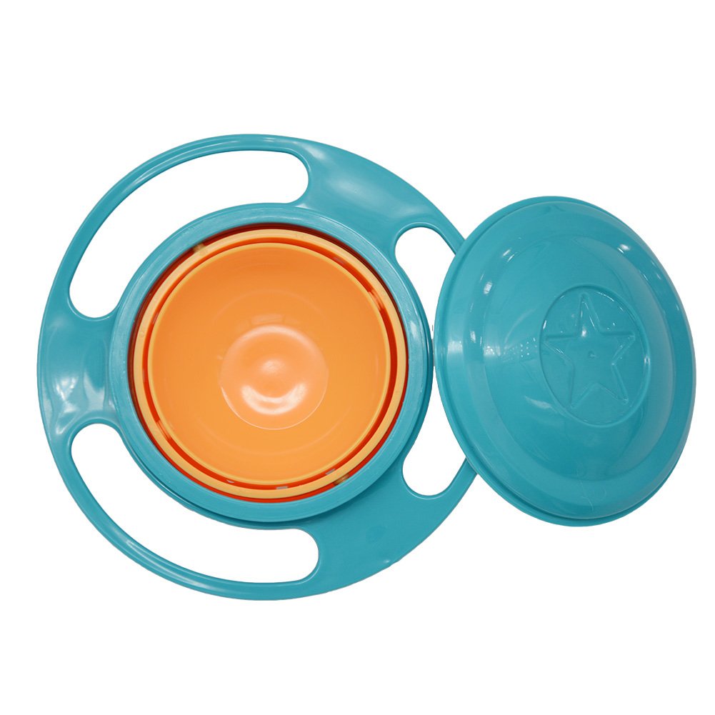 ZTL Gyro Bowl 360 Dgree Rotation Spill Resistant Gyroscopic Bowl with Lid