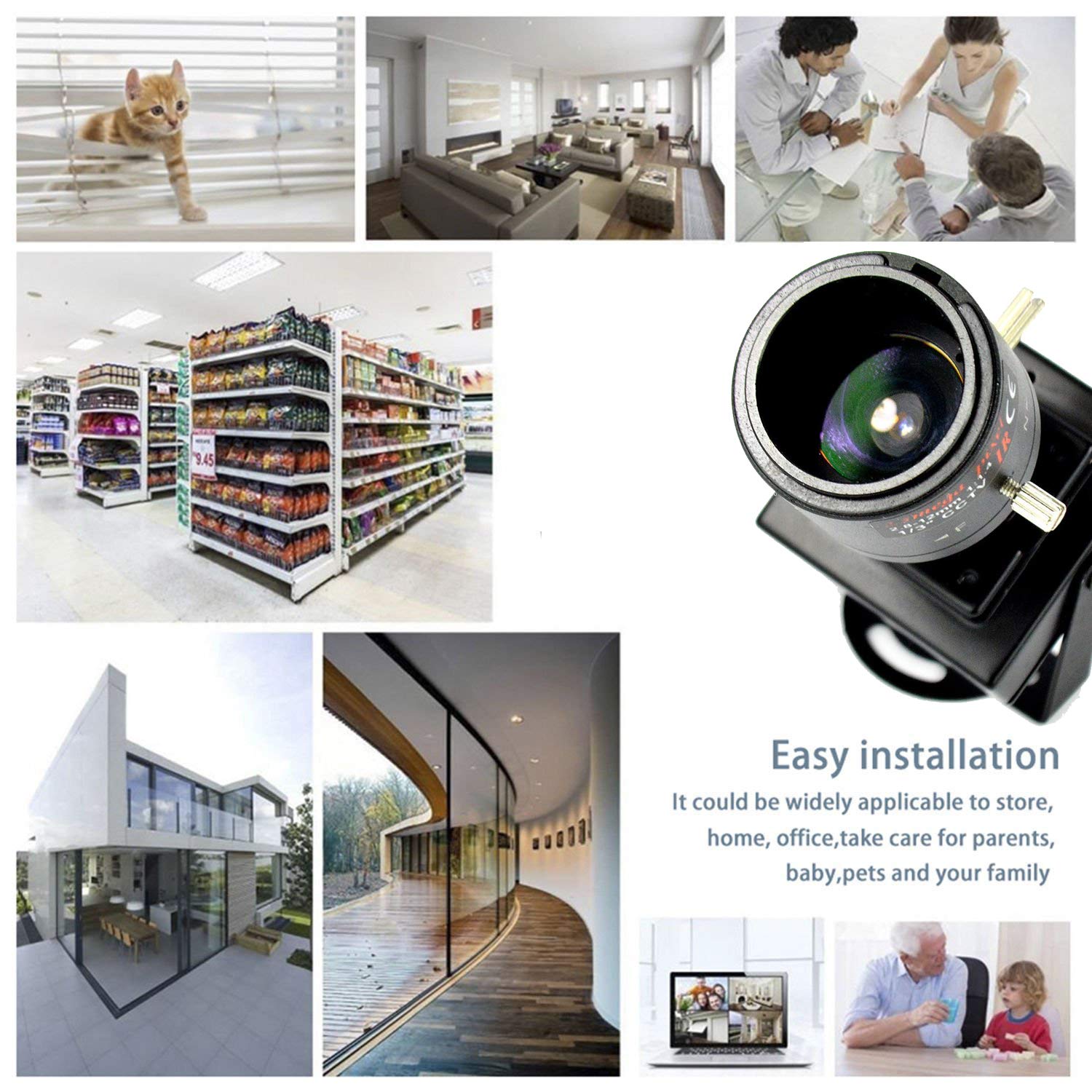 Vanxse CCTV 960H 1000TVL HD Mini Spy Security Camera 2.8-12mm Varifocal Lens Indoor Surveillance Camera