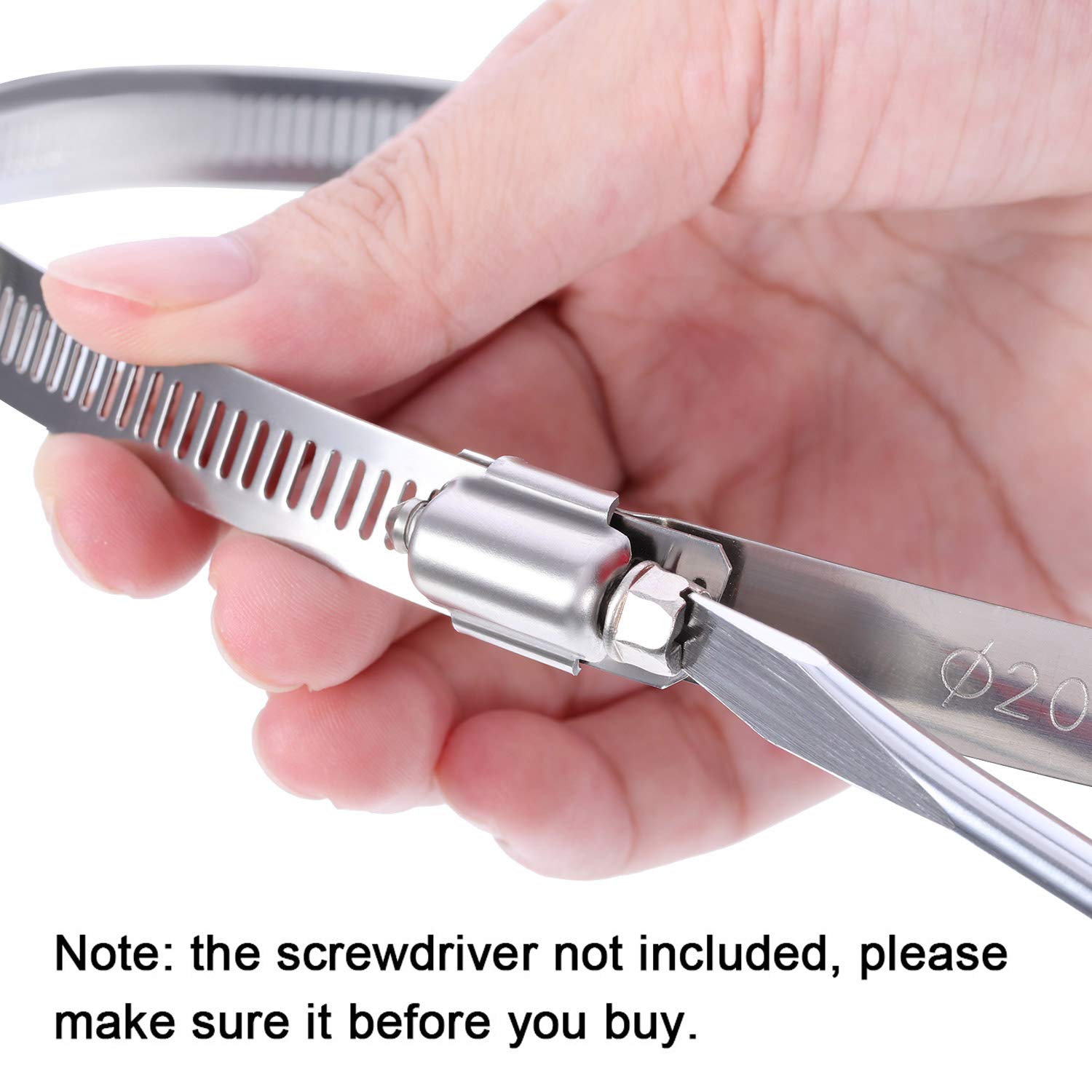 4 Pieces Adjustable 304 Stainless Steel Duct Clamps Hose Clamp (8 Inch)