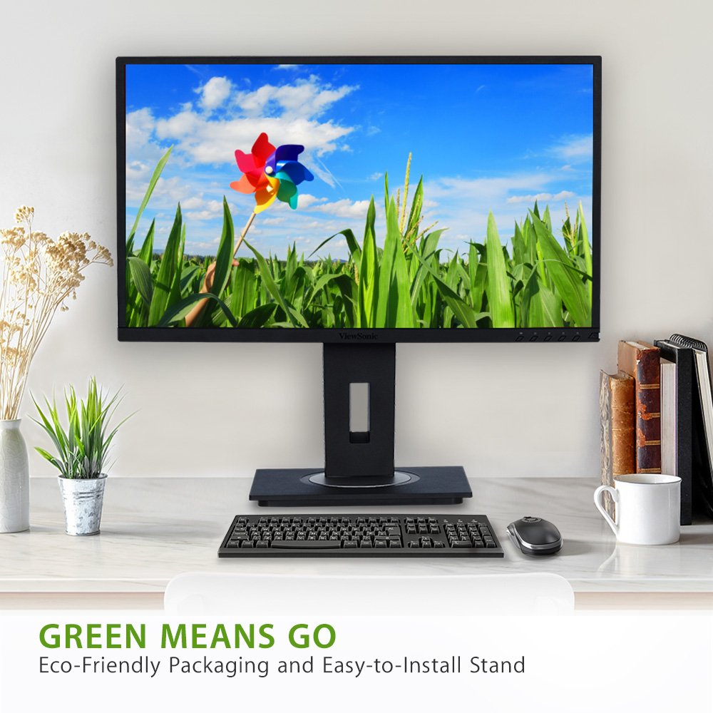 ViewSonic VG2748 27" IPS 1080p Ergonomic Monitor with HDMI DisplayPort USB and Tilt for Home and Office, Black (Renewed)