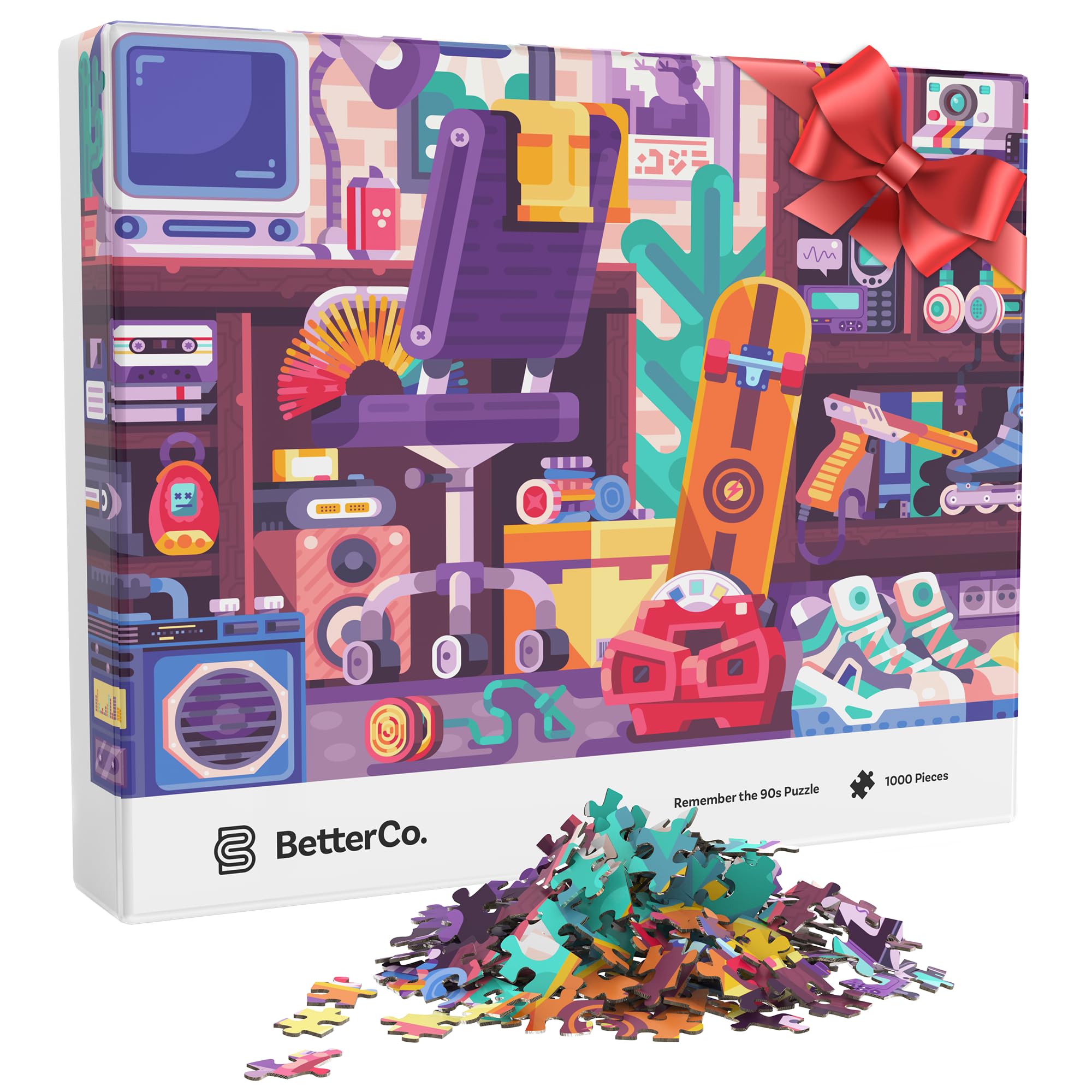 BetterCo. Remember The 90's Puzzle, Jigsaw Tiles for Arts and Craft, Recreation Toy for Kids and Adults, Home Room Office Decor, Assorted Gradient Colors - 1000 Pieces Box Set