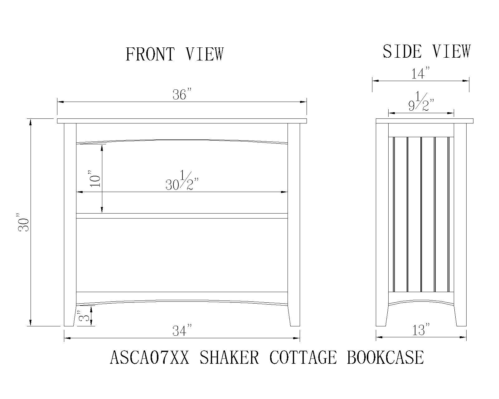 Alaterre Shaker Cottage Bookcase, Two Shelf, Cherry