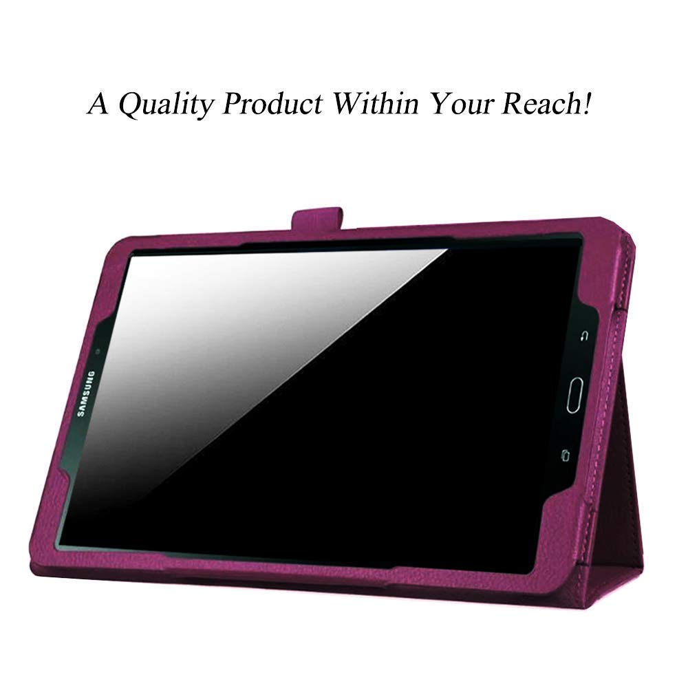 EKVINOR Case for Galaxy Tab A 10.1 (2016 NO S Pen Version), Premium PU Leather Folio Smart Stand Case Cover for Samsung Galaxy Tab A 10.1 Inch 2016 Tablet (SM-T580/T585, No Pen Version), Purple