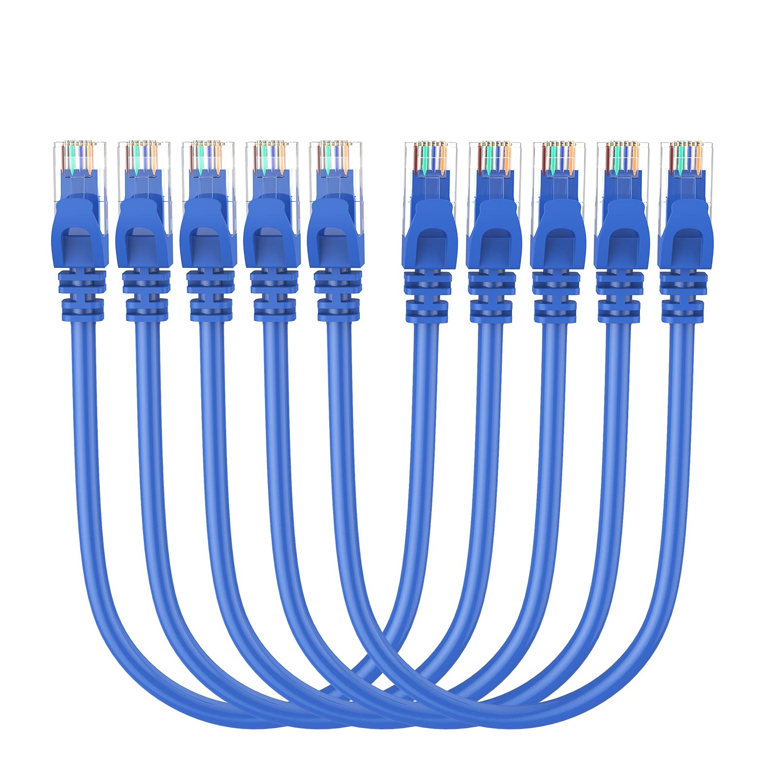 CableCreation Cat 6 Ethernet Cable 5 Pack 1ft, Internet Network Cords Patch LAN Cable, 23 AWG High Speed RJ45 Wire for Router, Modem, Computer, Short Ethernet Cable1 FT, Blue