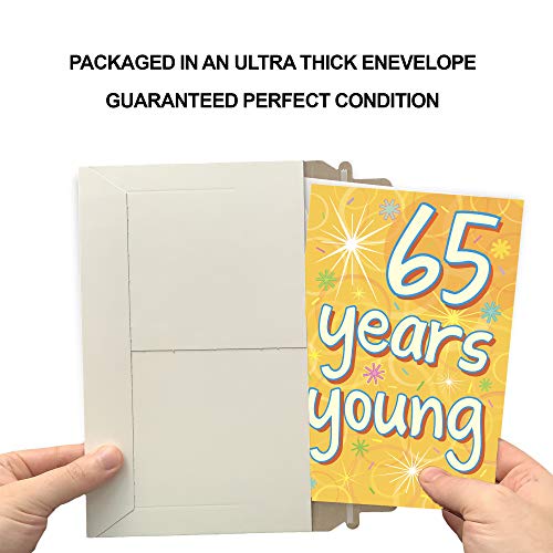 Happy 65th Birthday Card | Made in America | Eco-Friendly | Thick Card Stock with Premium Envelope 5in x 7.75in | Packaged in Protective Mailer | Prime Greetings