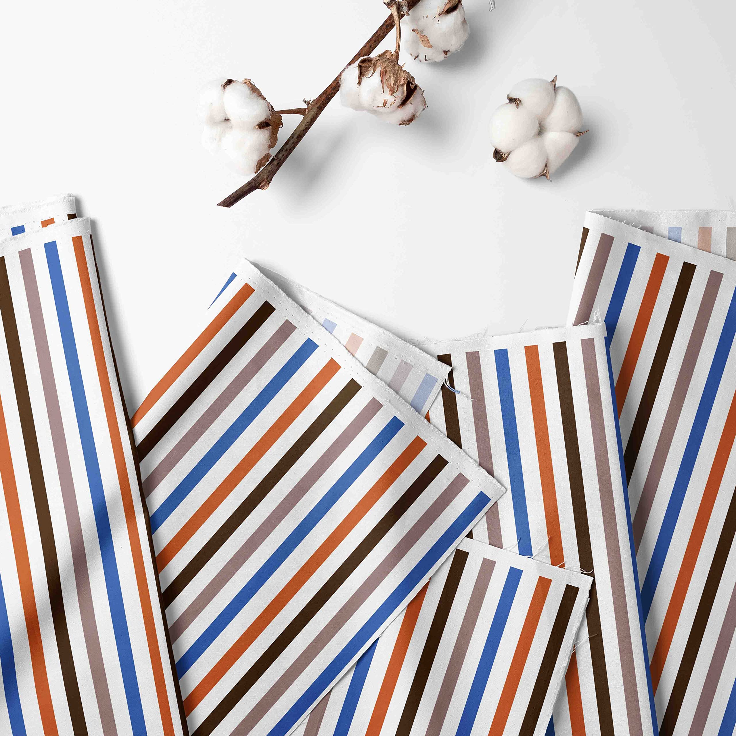 Bacati - 2 Pack MOD Sports Boys 100% Cotton Percale Universal Baby US Standard Crib or Toddler Bed Fitted Sheets (Stripes, Blue Orange Chocolate Brown)