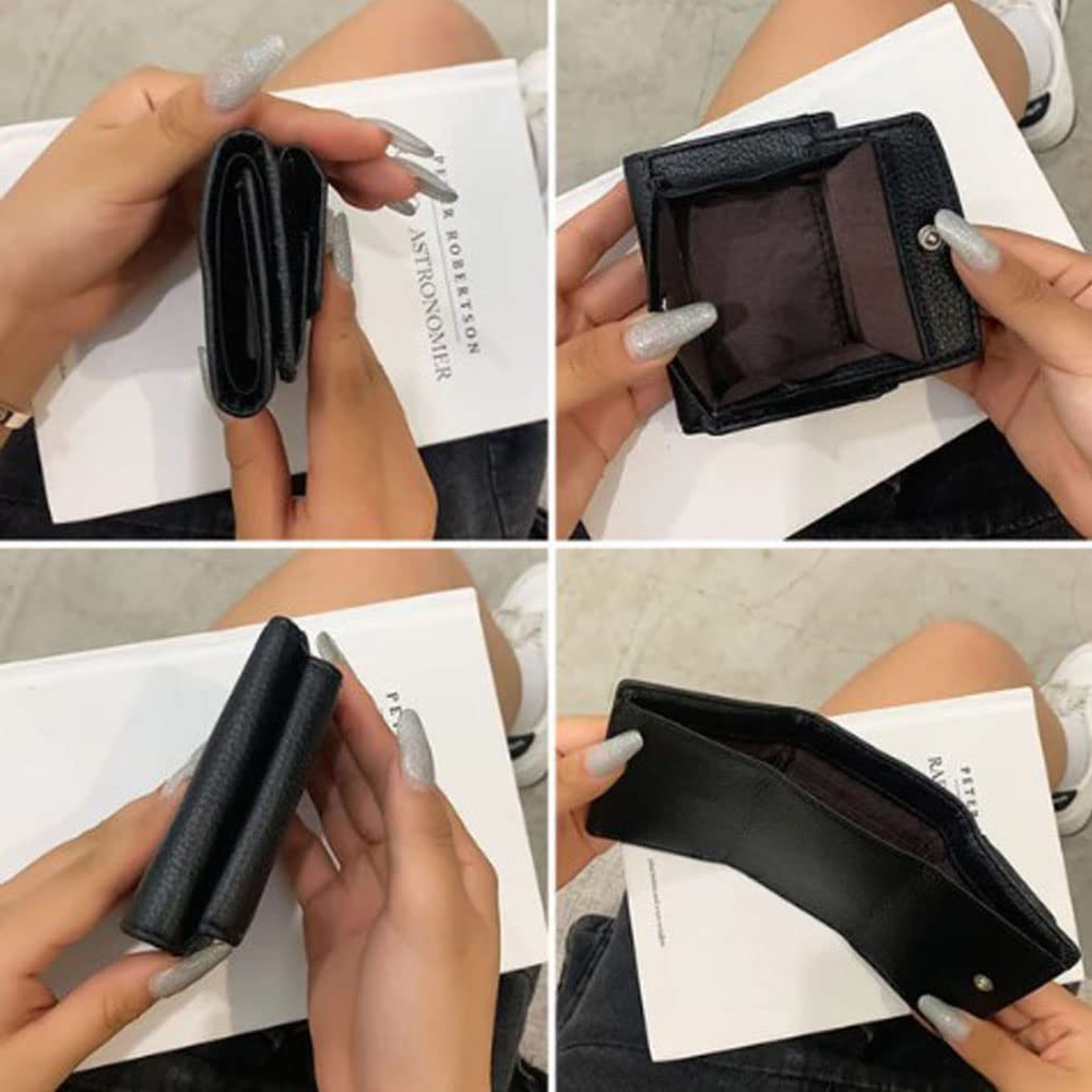2023 New Unisex Anti-Credit Card Fraud Folding Mini Wallet, Women's Foldable Short Wallet, Vegan Mini Wallet For Women, Genuine Leather RFID Blocking Card Holder Organizer Pocket Mini Wallet (A)