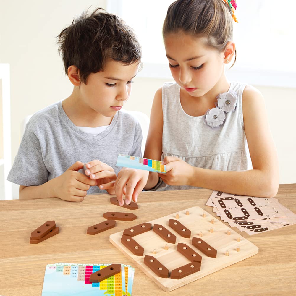 ThinkMax Wooden Number Puzzles, Number Peg Boards for Toddlers, Preschool Education Math Stacking Block, Christmas and Birthday Gifts for Boys Girls