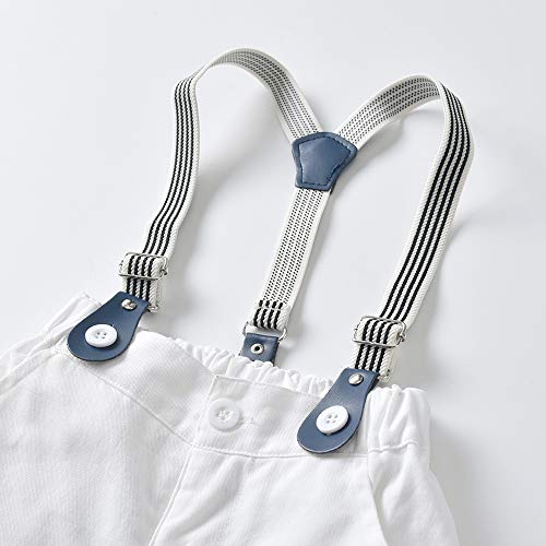 Baby Boys Gentleman Outfits Suits, Infant Short Sleeve Shirt+Bib Pants+Bow Tie Overalls Clothes Set Pink