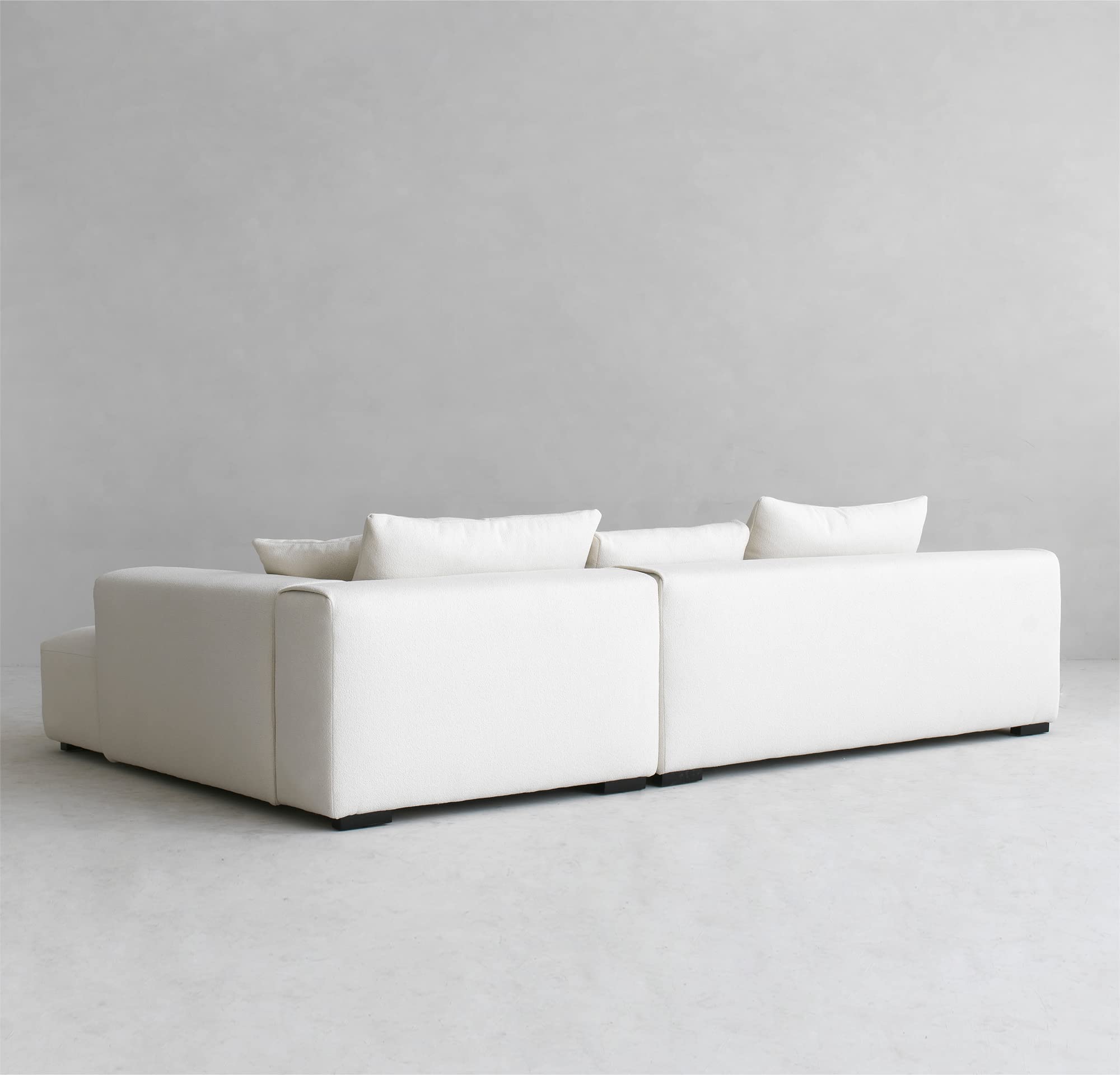 Acanva Modern Minimalist Sofa with Extra Deep Seats for Living Room, Bedroom and Lounge, L-Shaped Sectional Couch with Right Chaise,White