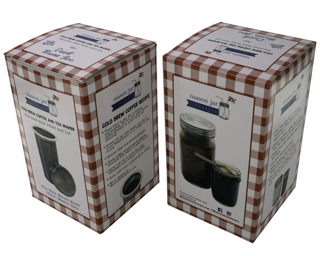 32oz Quart Cold Brew Coffee and Tea Maker Stainless Steel Filter for Mason Jars With Lid and 2 Silicone Seals (No Jar)