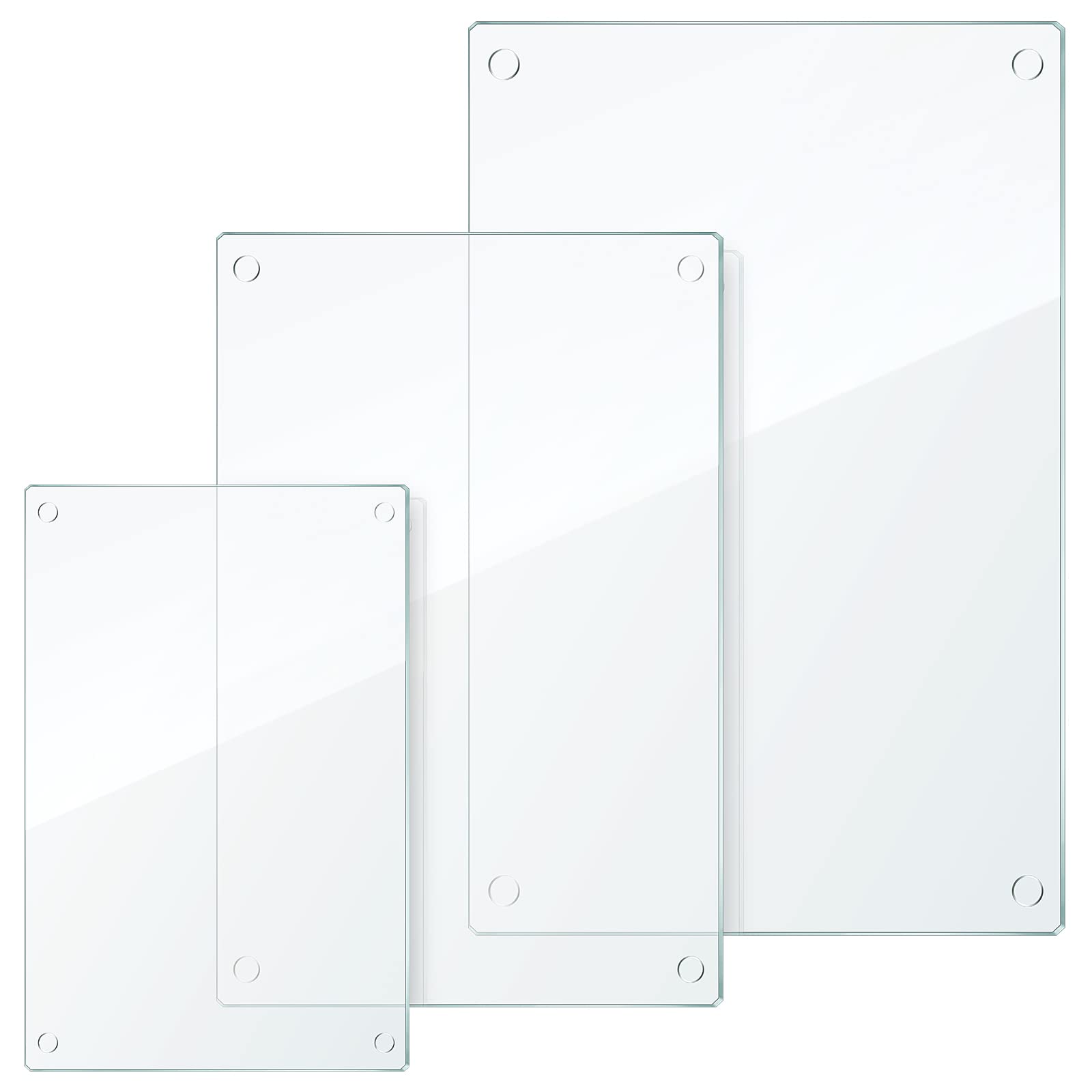 3 Sizes Tempered Glass Cutting Board Long Lasting Glass Heat Resistant Shatter Resistant and Scratch Resistant for Protecting Kitchen Counter Design Beautiful,16 x 12,14 x 10,12 x 8 Inches (Clear)