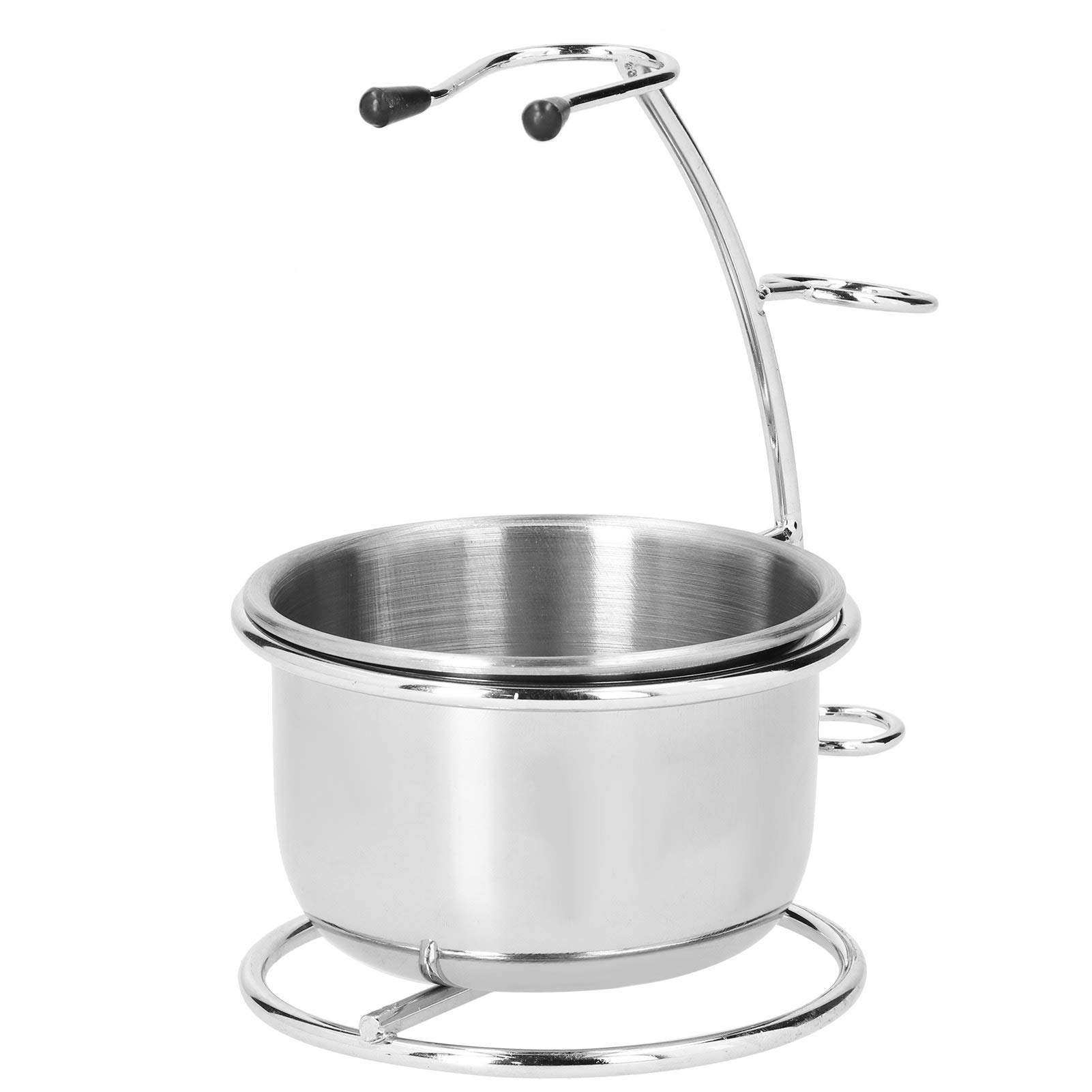 Nunafey Shaving Stand and Bowl Set,Multi?function Practical Metal Shaving Brush Holder Stainless Steel Razor Soap Stand Bowl,Shaving Brush Stand for