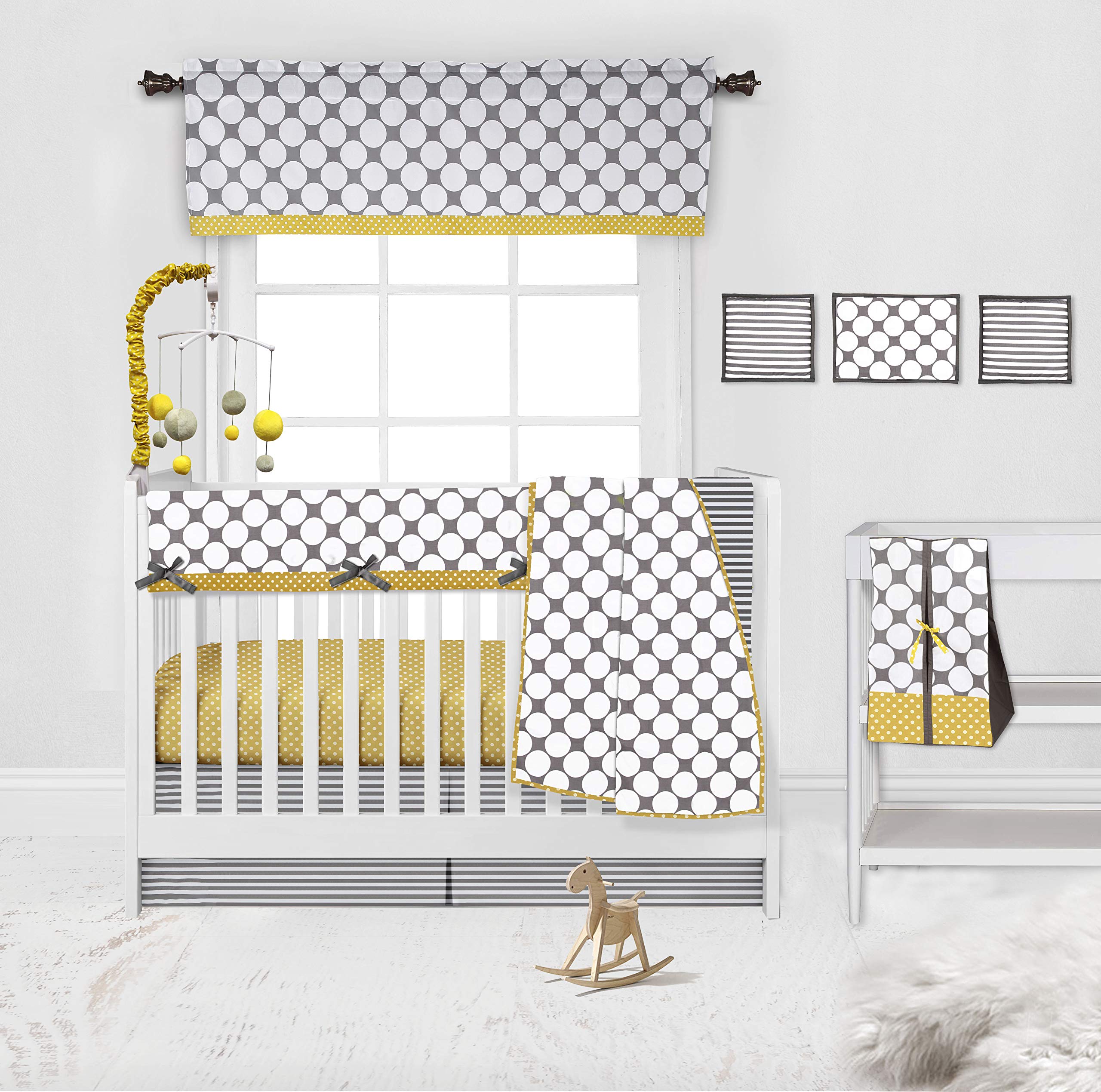 Bacati - Dots/pin Stripes Yellow Pin Dots Changing Pad Cover