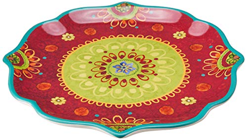 Certified International Tunisian Sunset Round Scallop Shaped Platter, 13.25", Multicolored, Large