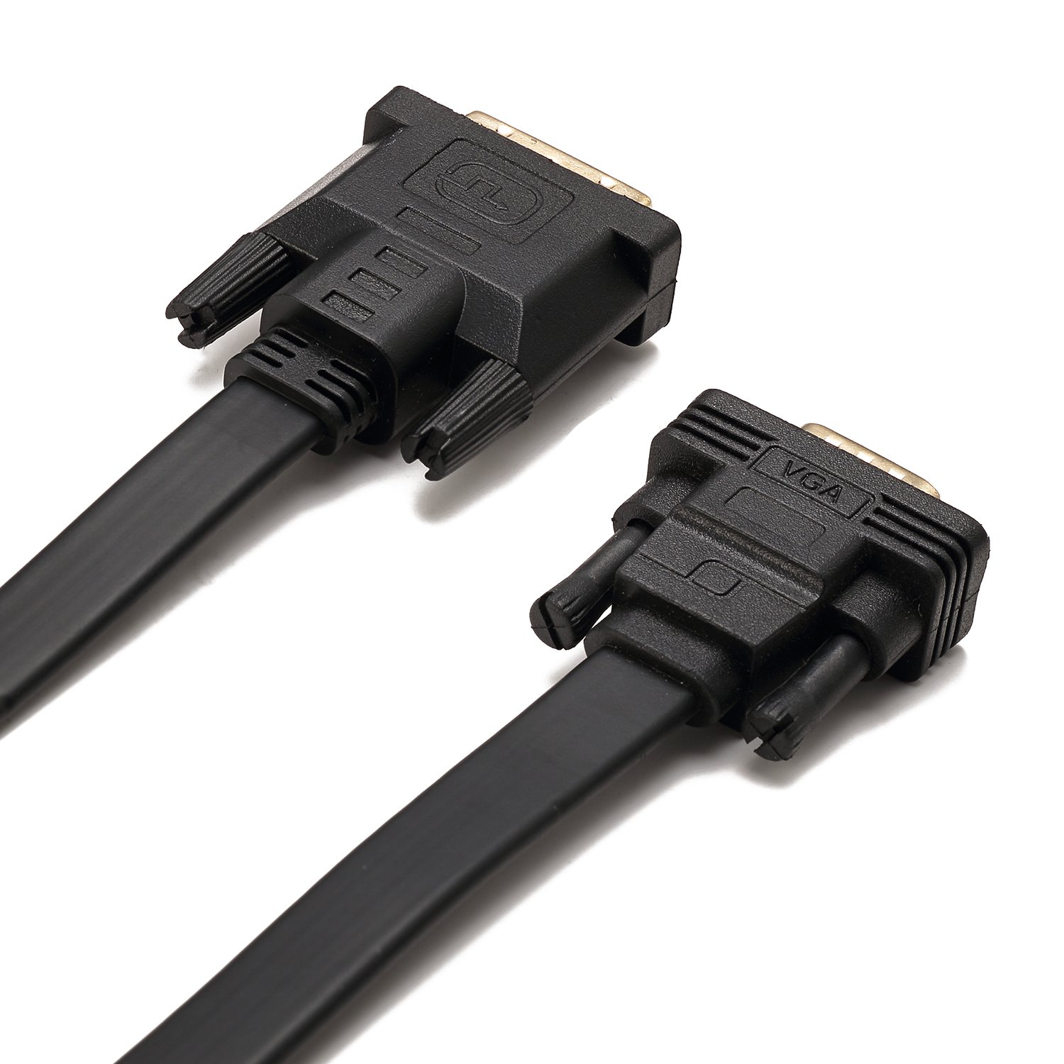 CableDeconn Active DVI-D Dual Link 24+1 Male to VGA Male Video with Flat Cable Adapter Converter 2M