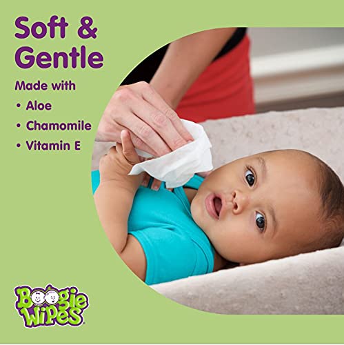 Hand, Face and Nose Wet Wipes for Kids and Baby, Boogie Wipes Single Packs, Unscented, Wipes Away Dirt and Germs, Natural Saline Tissue with Aloe, Chamomile and Vitamin E, 1 Count, Pack of 30