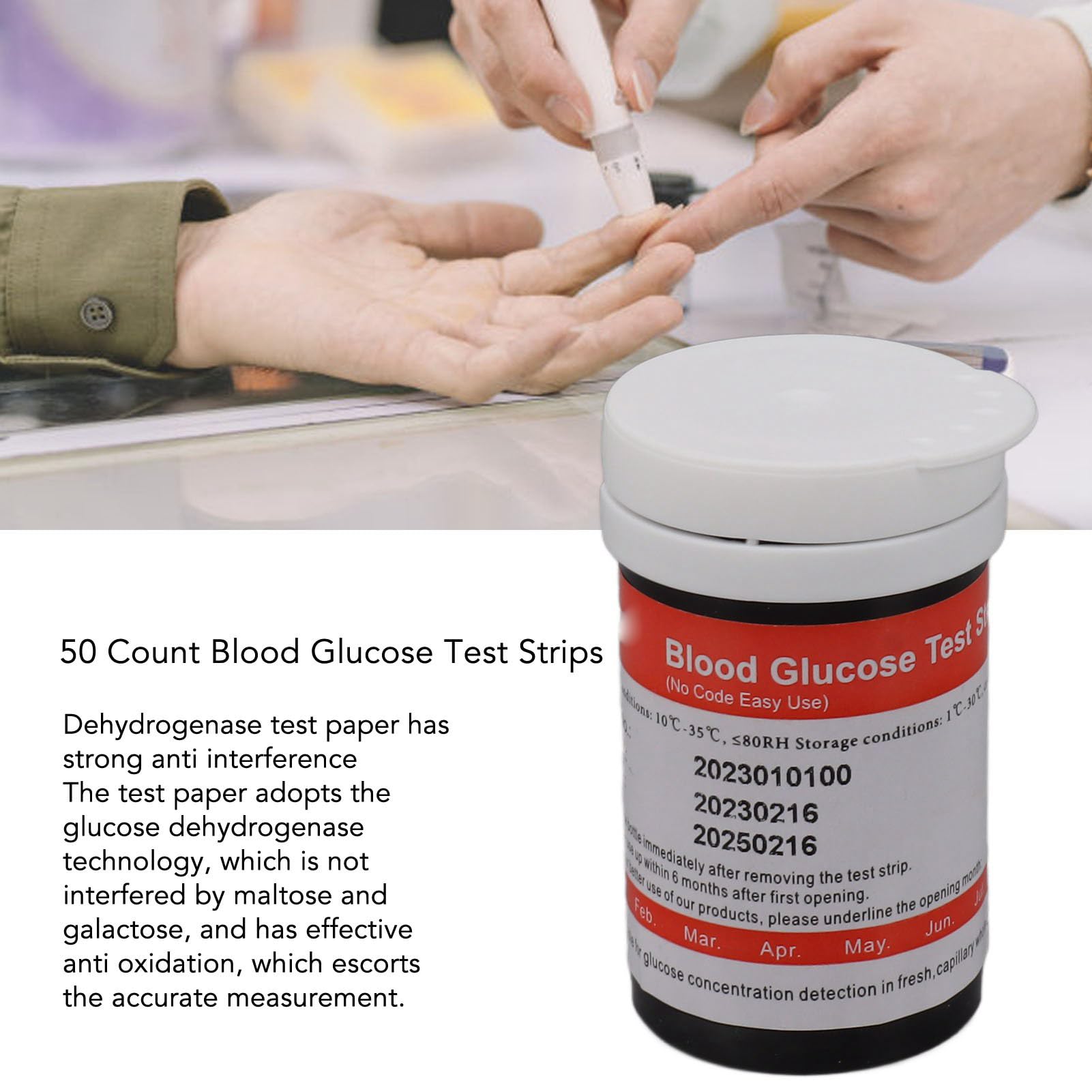 50 Count Glucose Test Strips for Accurate Diabetes Monitoring with PET Sugar Test Strips