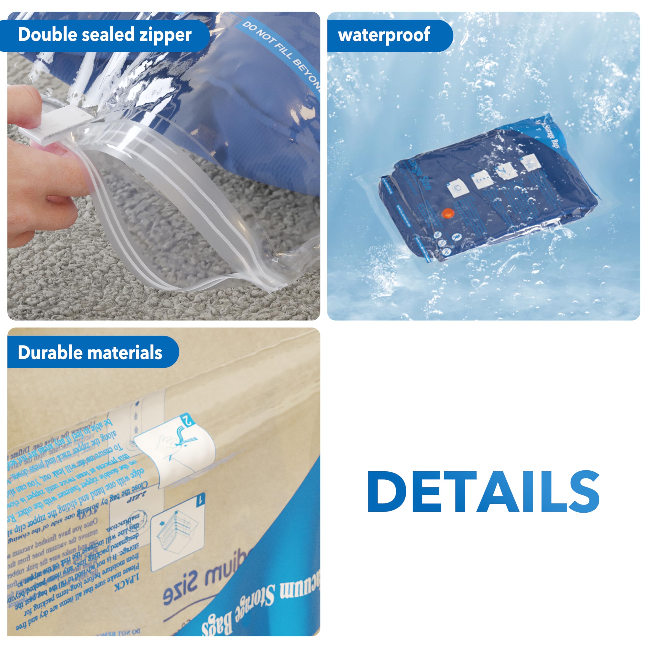 8 Pack Vacuum Storage Bags with Electric Air Pump,2 Jumbo,2 Large,2 Midium,2 Small Bags Space Saver Sealer Bags, Airtight Compression Bags for Clothes, Pillows, Comforters, Blankets, Bedding, Clothing