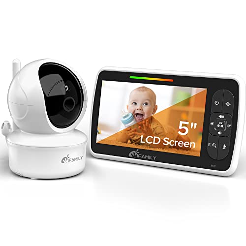 Baby Monitor β 5β Large Display Video Baby Monitor with Remote Pan-Tilt-Zoom |Infrared Night Vision, Temperature Display, Lullaby, Two Way Audio |960ft Range Baby Monitor with Camera and Audio