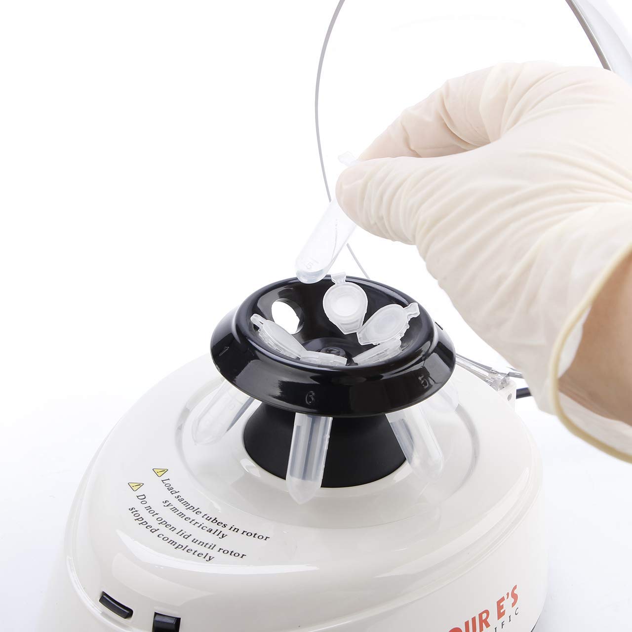 Mini Centrifuge Machine, Four E's Scientific Lab Benchtop Centrifuge 5400rpm, 2000 x g RCF with 2 Interchangeable Rotors for 0.2/0.5/1.5/2mL Tube Capacity