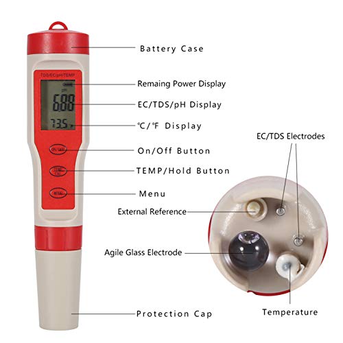 4 In 1 Function Ph Tds Ec Temp Digital Water Quality Tester Monitor Meter Test Pen