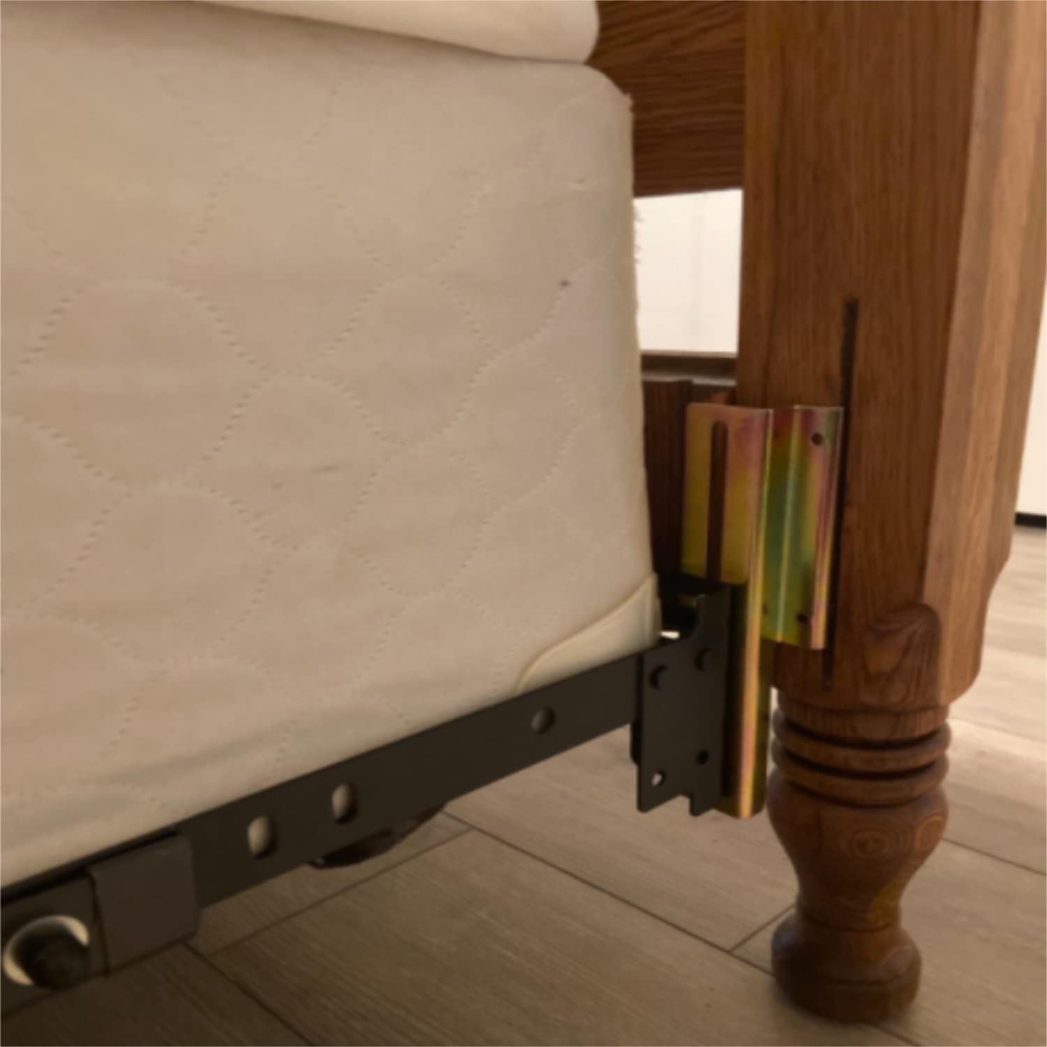 2Pcs#711 Bed Frame Bolt On to Hook On Conversion Brackets for Headboard with Hardware, Adjustable Bed Rail Hook Plate Adapter,Hook on Bed Rails Brackets