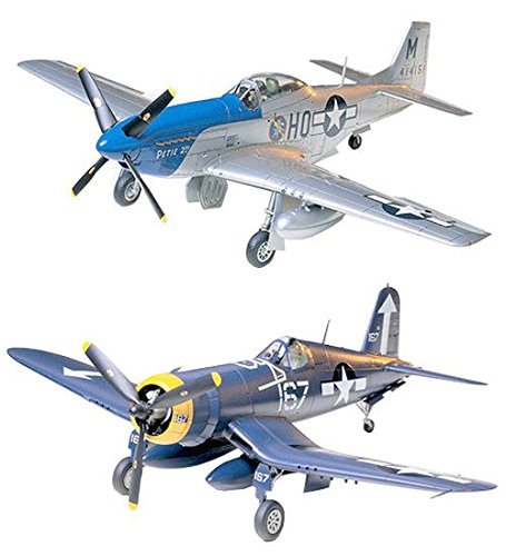 2 Tamiya Aircraft Model Kits - P-51 Mustang and Vought F4U-1D Corsair (Japan Import)