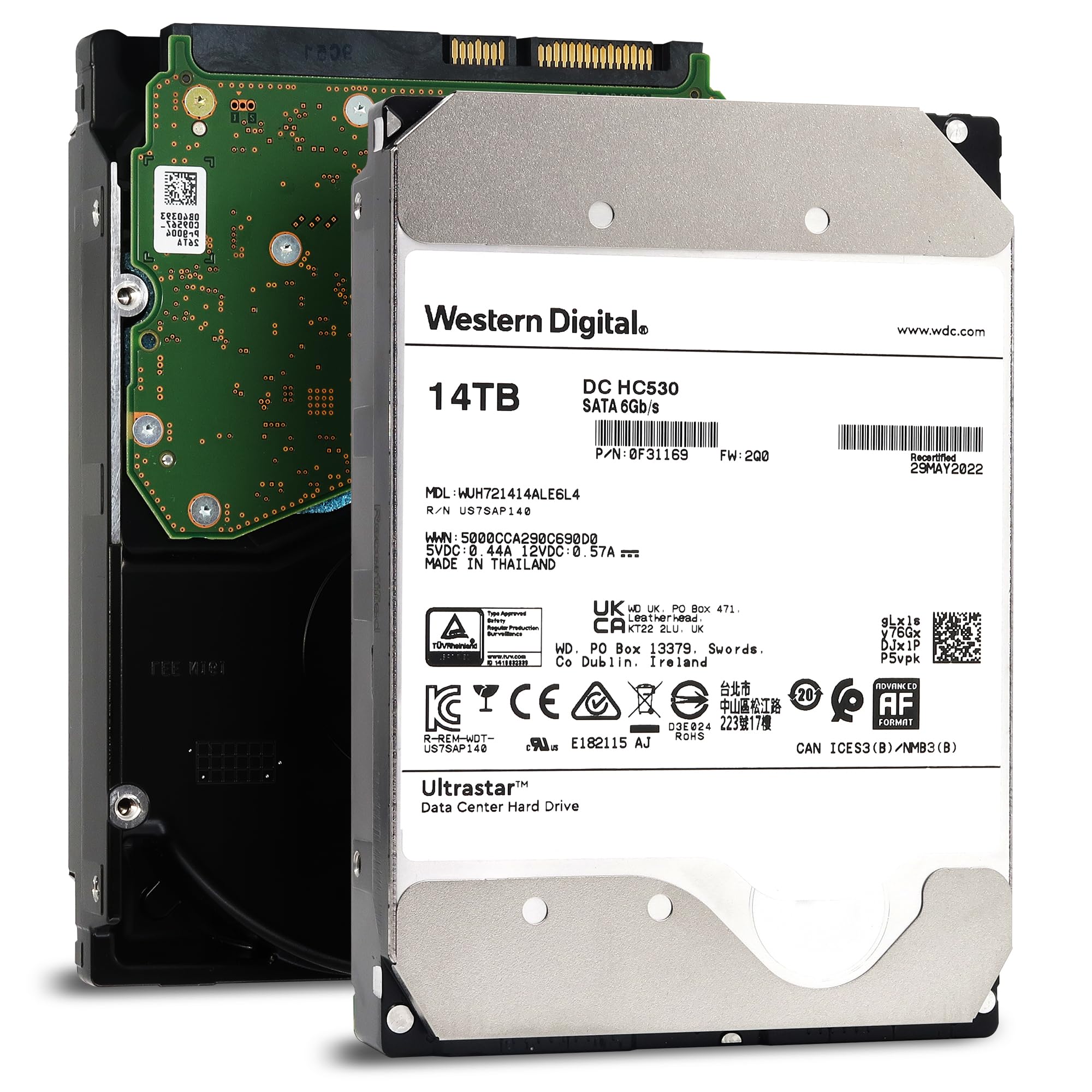 Western Digital 14TB Ultrastar DC HC530 SATA HDD - 7200 RPM Class, SATA 6 Gb/s, 512MB Cache, 3.5" - WUH721414ALE6L4 (Renewed)