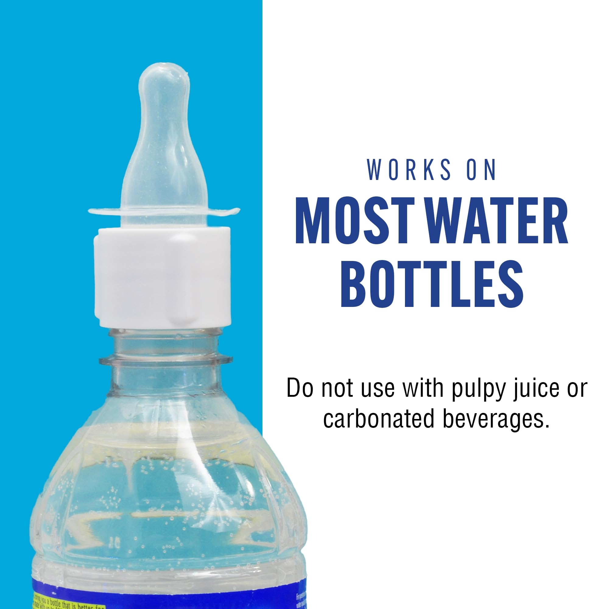 Baby Buddy AquaSip Silicone Water Bottle Spout Adapter, Spill Proof, Reusable, and BPA Free, White, 2 Pack