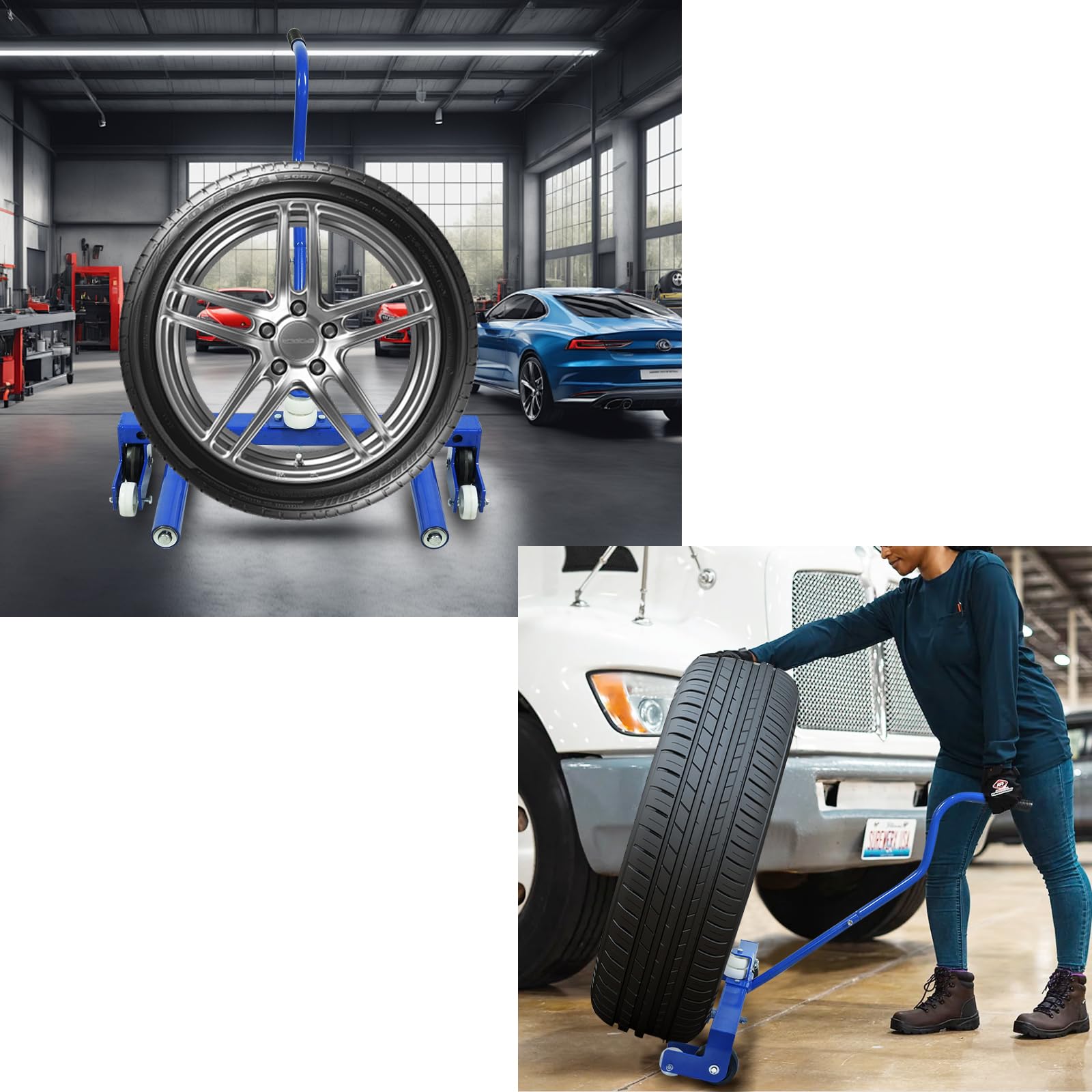 500 lbs Tire Moving Cart Tool | Adjustable Tire Dolly | Tire Lift for Workshop and Garage