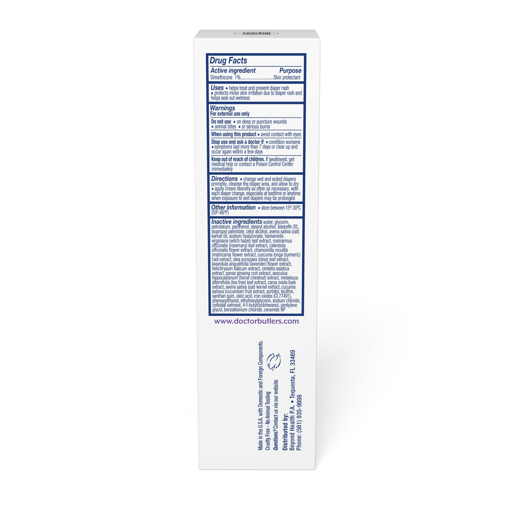 Doctor Butler’s Diaper Rash Cream – Maximum Strength Diaper Rash Cream for Baby Providing Fast Relief & Protects Sensitive Skin, Botanically-Derived Ingredients & Free of Irritants (3oz)