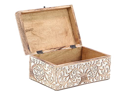 Deco 79 Mango Wood Floral Box with Hinged Lid, Set of 3 8", 10", 12"W, Brown