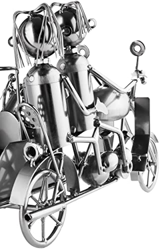 BRUBAKER Wine Bottle Holder Motorcycle Couple with Dog in Sidecar Metal Sculptures and Figurines Decor Wine Racks and Stands Gifts Decoration
