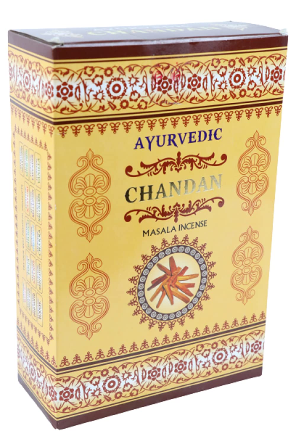 AYURVEDIC Chandan Fragrance Incense Sticks| Aromatic Natural and Safe Agarbatti Set| Home&Garden Incense 12 Box Eco Friendly.
