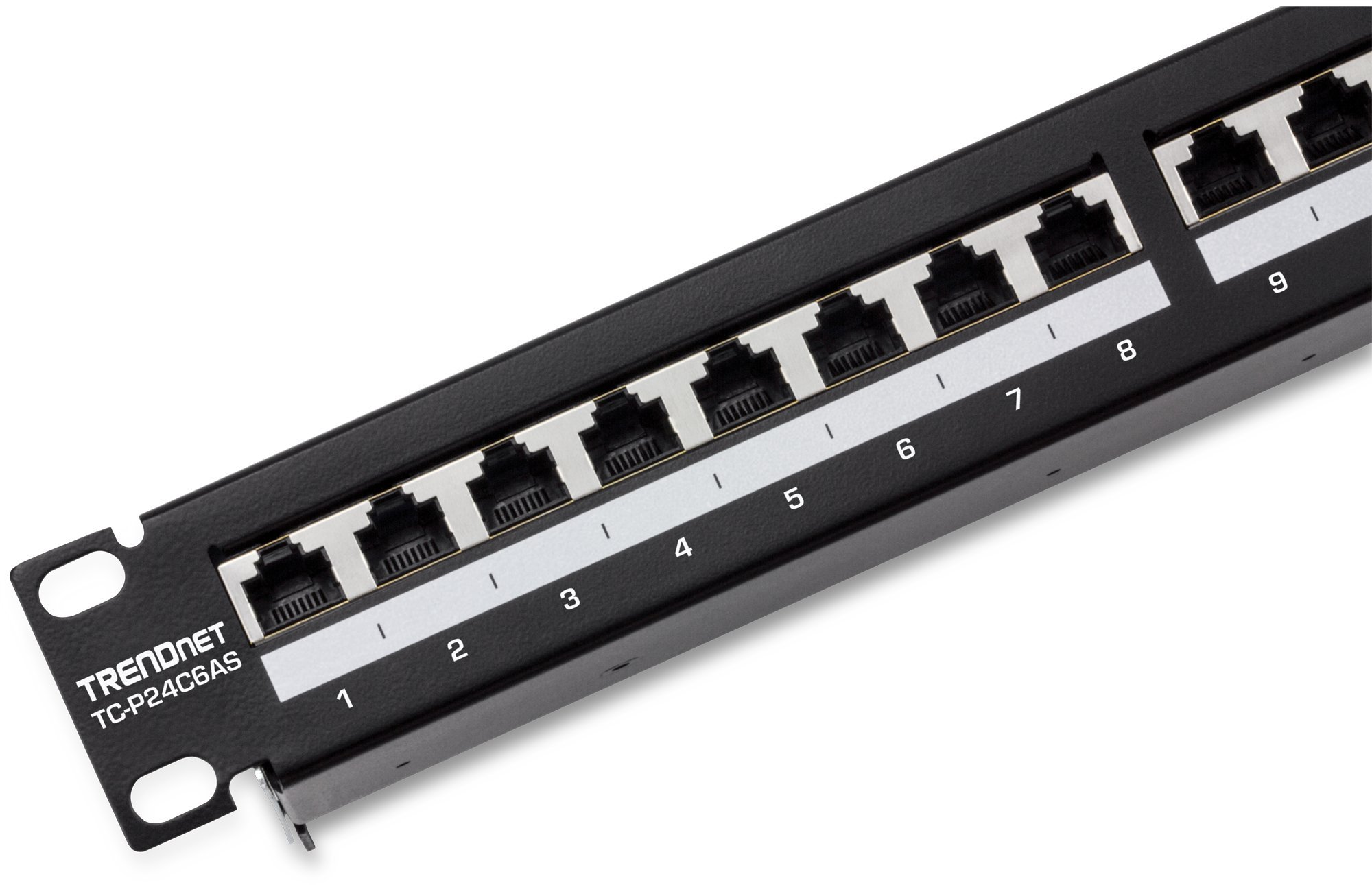 TRENDnet 24-Port Cat6A Shielded Patch Panel, 1U 19" Metal Housing, 10G Ready, Cat5e,Cat6,Cat6A Compatible, Cable Management, Color-Coded Labeling for T568A and T568B Wiring, Black, TC-P24C6AS