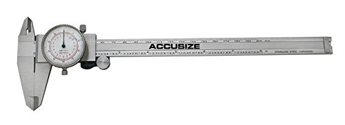 Accusize Industrial Tools 8''/200 mm by 0.001''/0.02 mm Dual Needle Precision Dial Caliper Stainless Steel in Fitted Case, Imperial/Metric, P920-S238