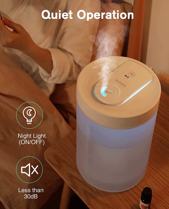 KOIOS Patented Cool Mist Humidifiers (2023 Upgraded), 4L Top Fill Ultrasonic Air Humidifier, Essential Oil Diffuser for Bedroom Large Room Home, 31H Runtime, Whisper Quiet Perfect for Babies, Plants