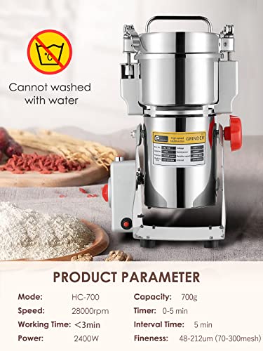 CGOLDENWALL 700g Electric Grain Grinder with Hand Crank Grinder