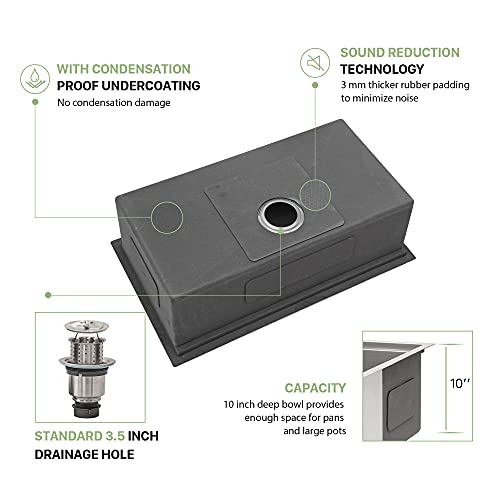 33 Inch Undermount Kitchen Sink - Beslend 33x19 Inch Undermount Sink Ledge Workstation Kitchen Sink Stainless Steel 16 Gauge 10 Inch Deep Single Bowl Kitchen Sink
