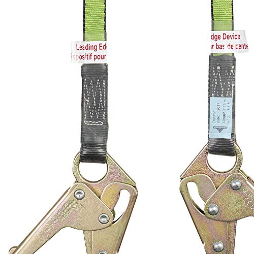 Peakworks Fall Protection Dual Self Retracting Lifeline (SRL), 2 Ladder Hooks, 7.5 ft. Length, Black/Green, V8455277-5LE