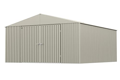 Arrow Shed Elite 14' x 16' Outdoor Lockable Gable Roof Steel Storage Shed Building, Cool Grey