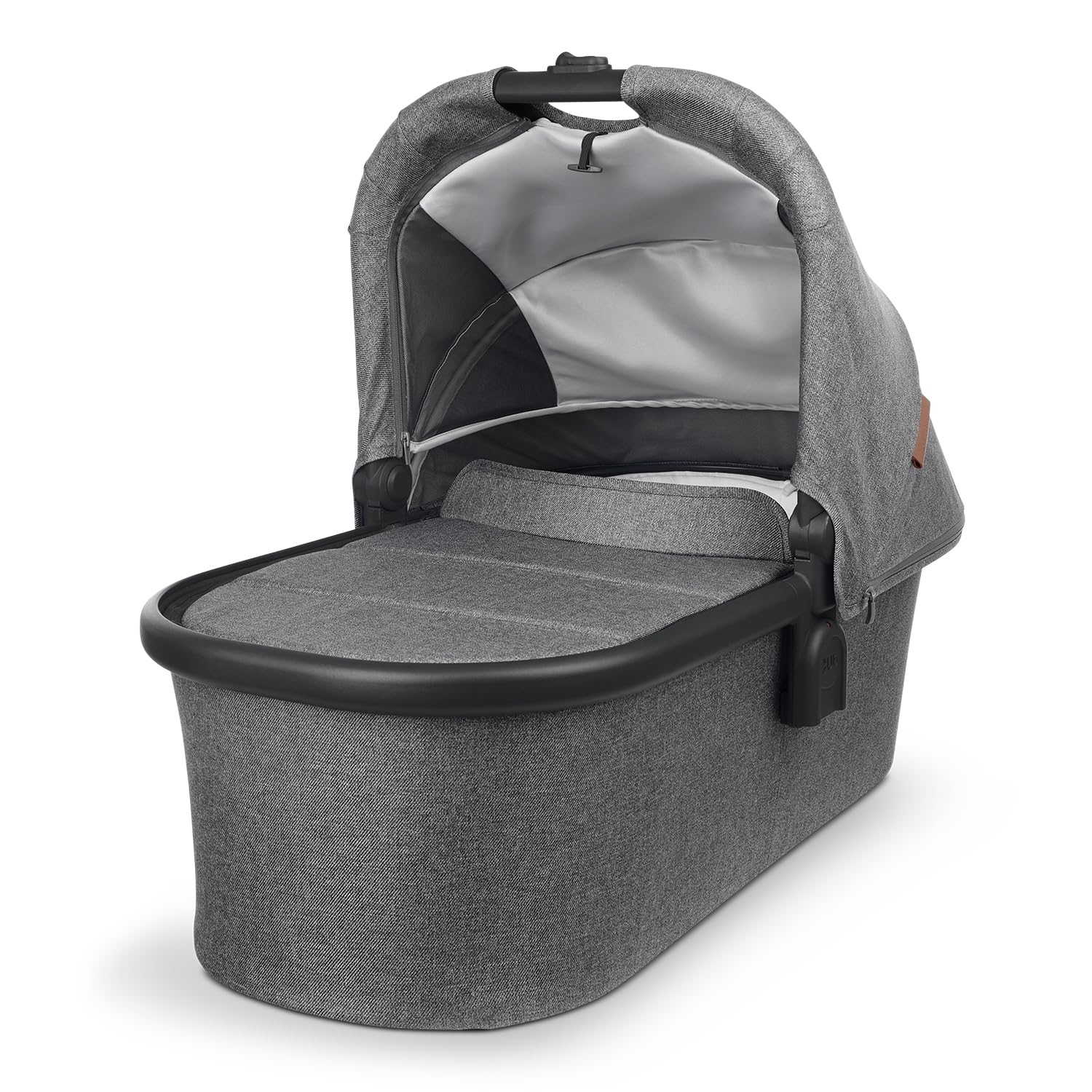 UPPAbaby Bassinet/Compatible with Vista, Cruz, Ridge, Minu Strollers/Overnight Sleep Solution/Mattress, Sheet, and Bug Shield Included/Greyson (Charcoal Mélange/Carbon Frame)