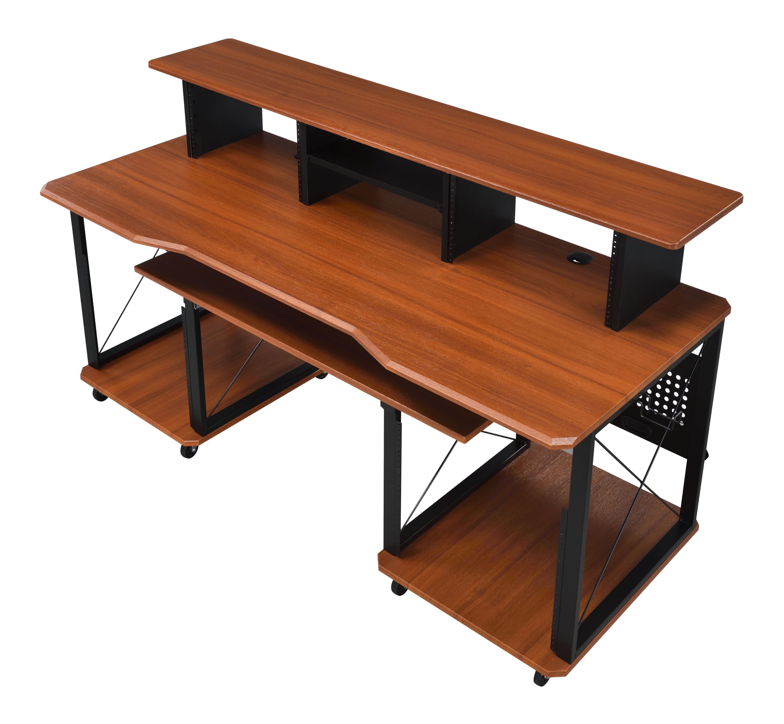 Acme Furniture Metal and Wooden Music Desk with Wheels, Cherry and Black